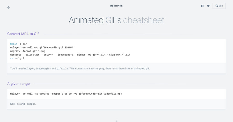 Animated GIFs cheatsheet