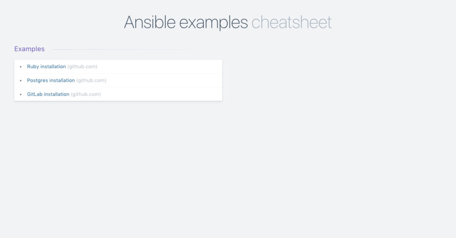Ansible examples cheatsheet