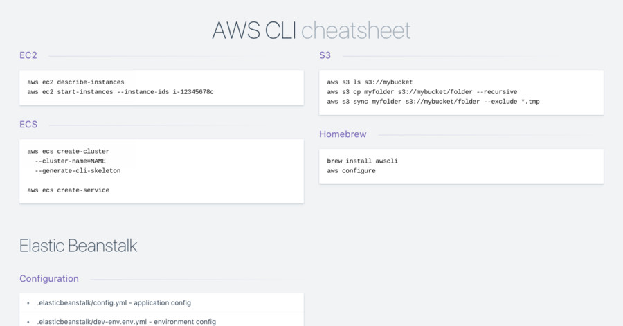 AWS CLI cheatsheet