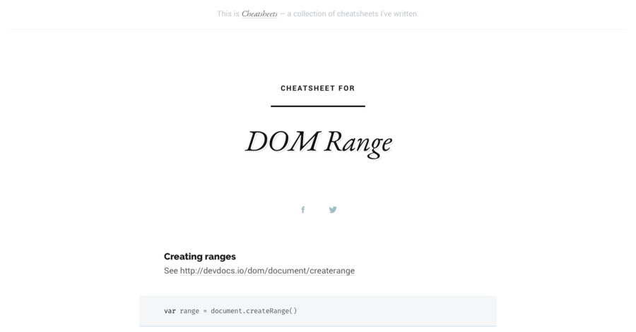 DOM Range cheatsheet DOM Range cheatsheet