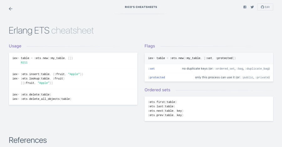 Erlang ETS cheatsheet