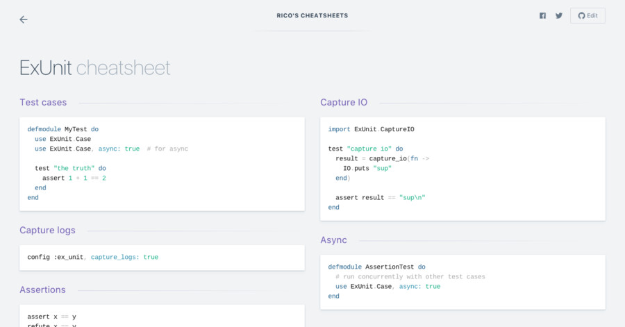 ExUnit cheatsheet