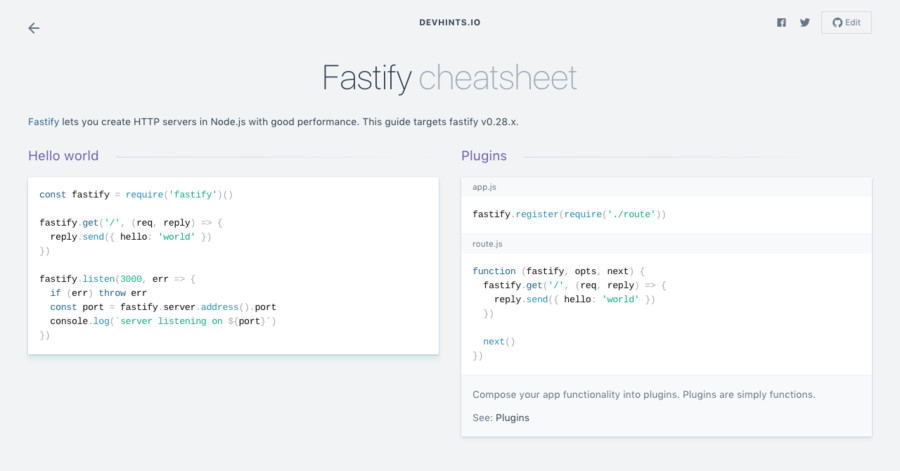 Fastify cheatsheet
