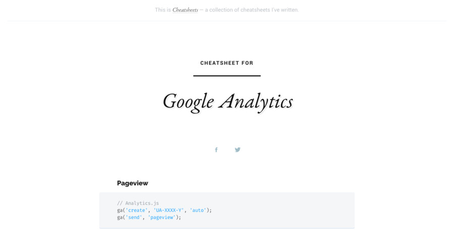 Google Analytics cheatsheet