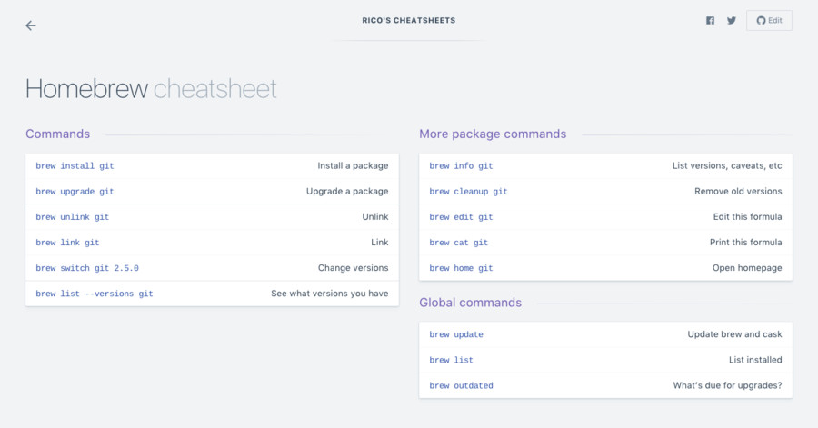 Homebrew cheatsheet