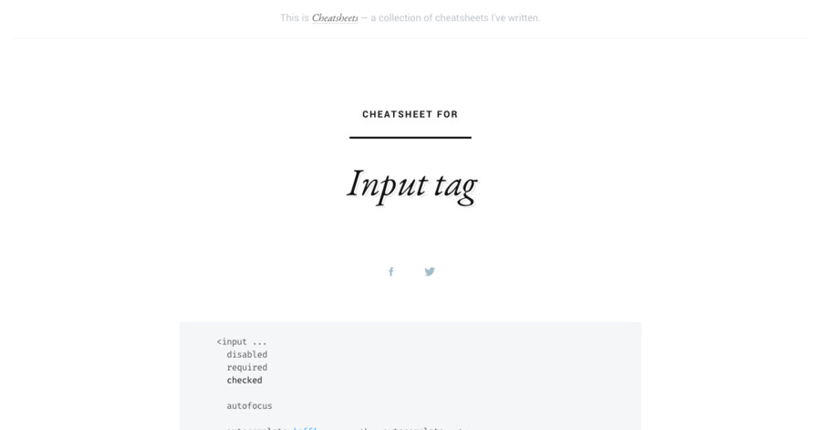 Input tag cheatsheet