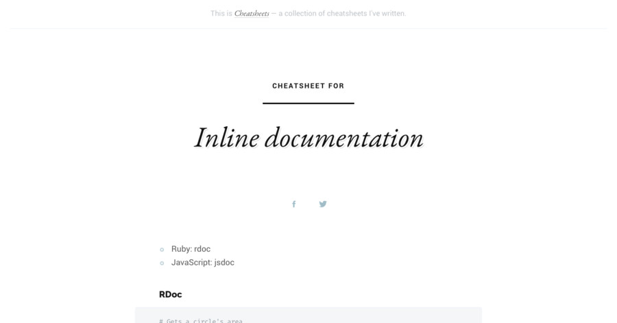 Inline documentation cheatsheet