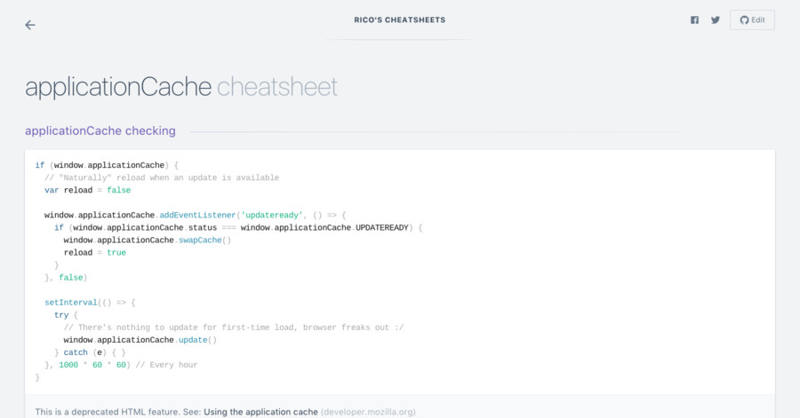 applicationCache cheatsheet