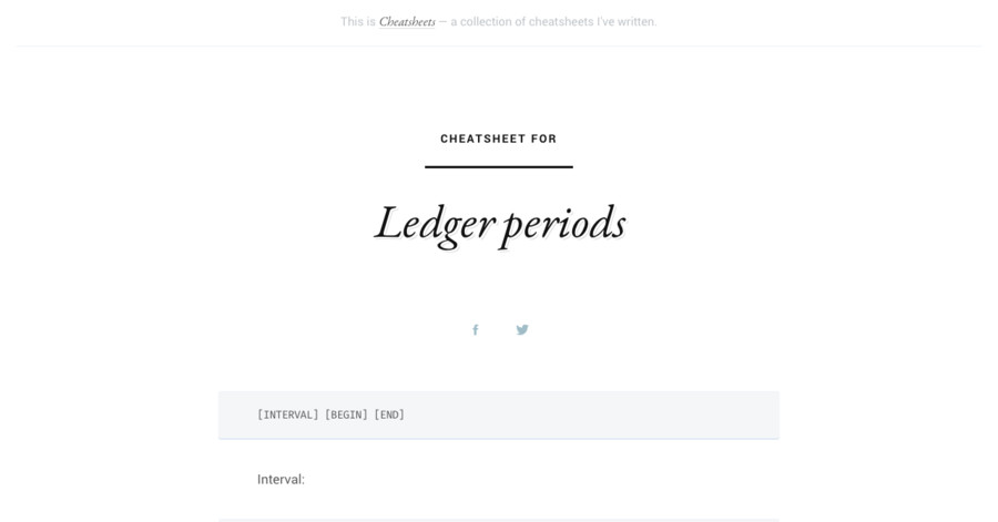 Ledger periods cheatsheet