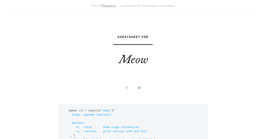 Meow cheatsheet