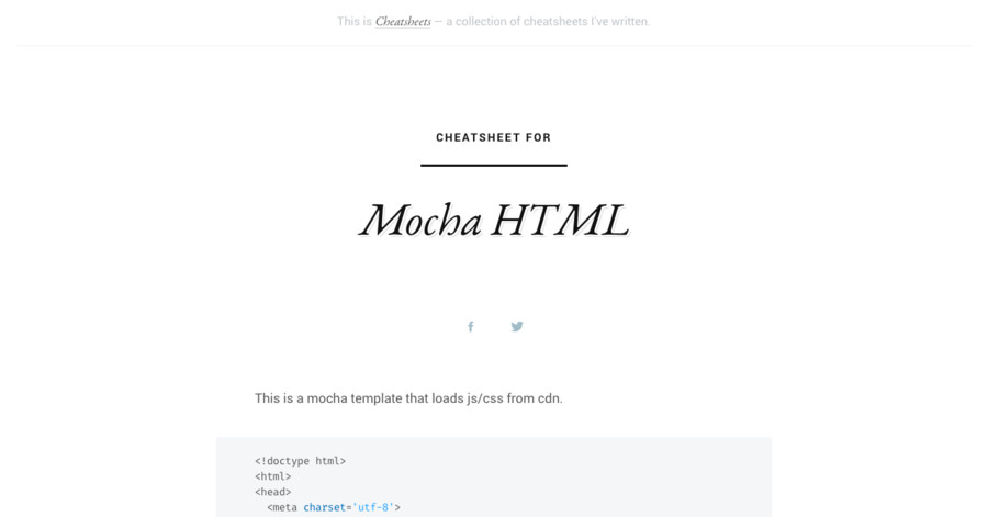Mocha HTML cheatsheet