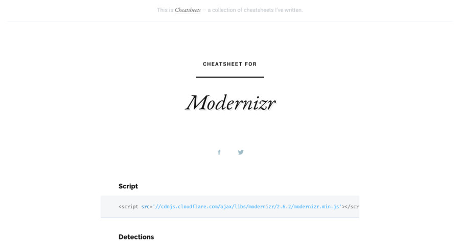 Modernizr cheatsheet