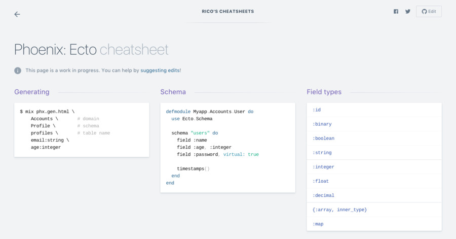 Phoenix: Ecto cheatsheet
