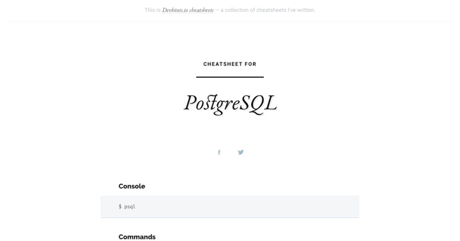 PostgreSQL cheatsheet