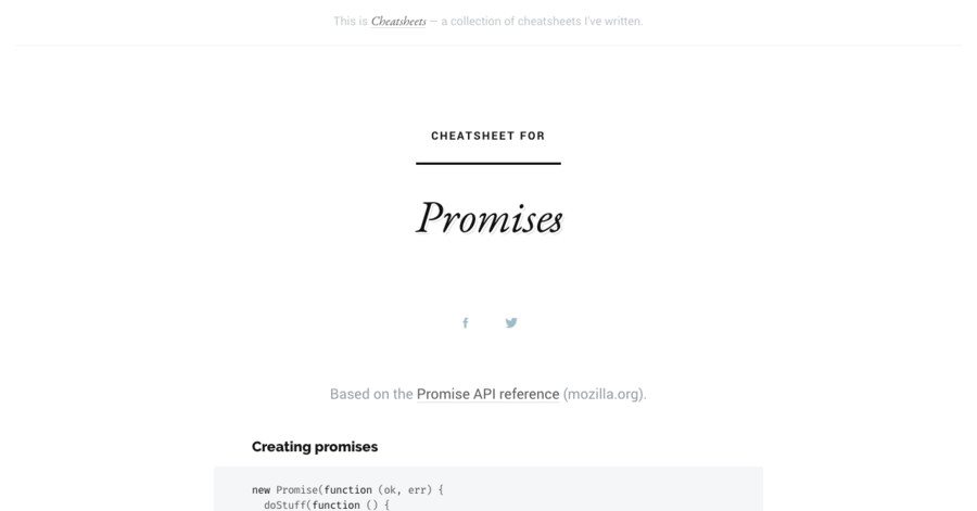 Promises cheatsheet Promises cheatsheet