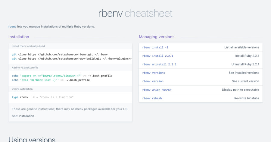 Rbenv Cheatsheet