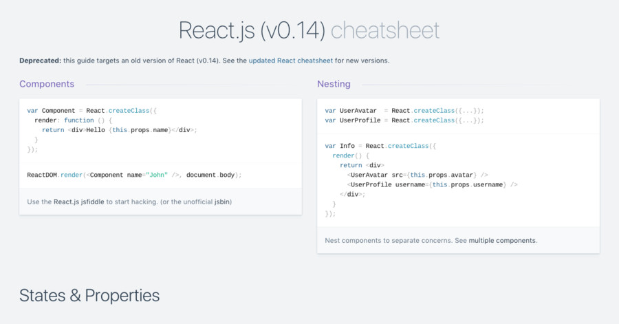 React.js (v0.14) cheatsheet