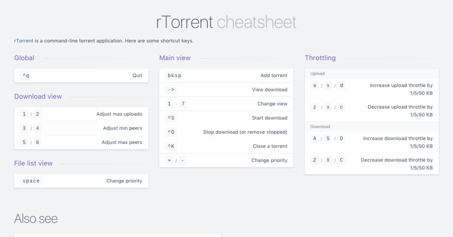 rTorrent cheatsheet