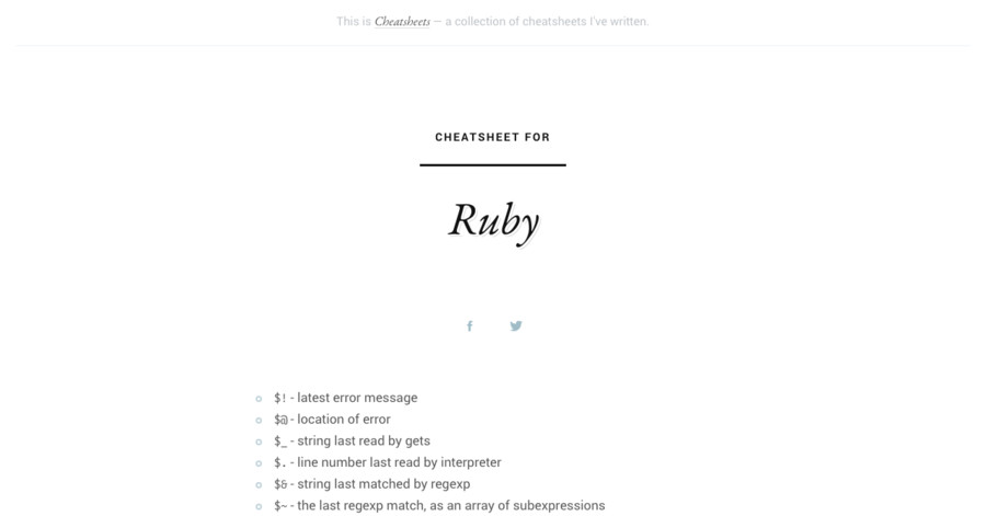 Ruby cheatsheet