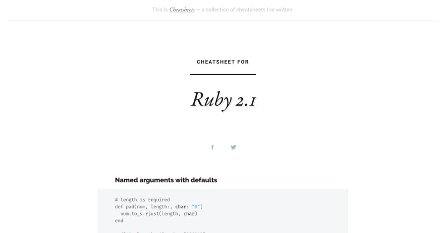 Ruby 21 Cheatsheet