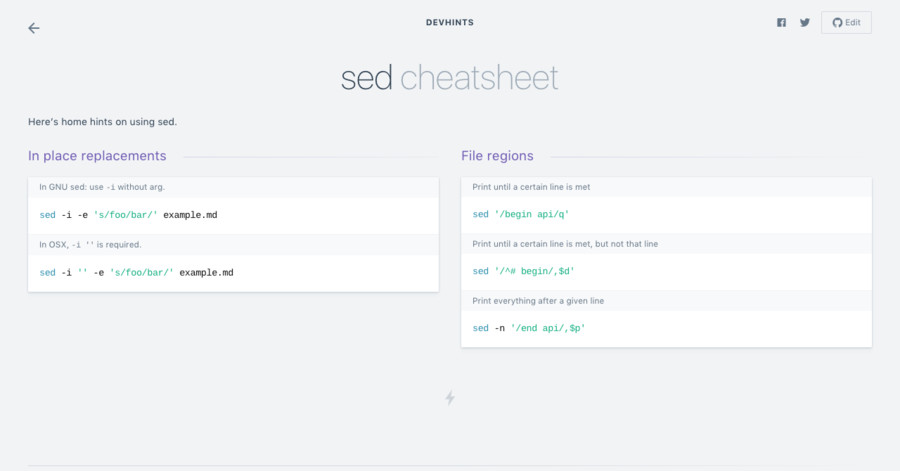 sed cheatsheet sed cheatsheet