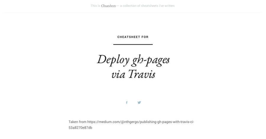Deploy gh-pages via Travis 属性语法速查表 - 前端速查表