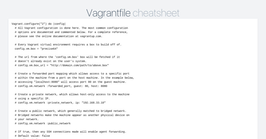 Vagrantfile cheatsheet