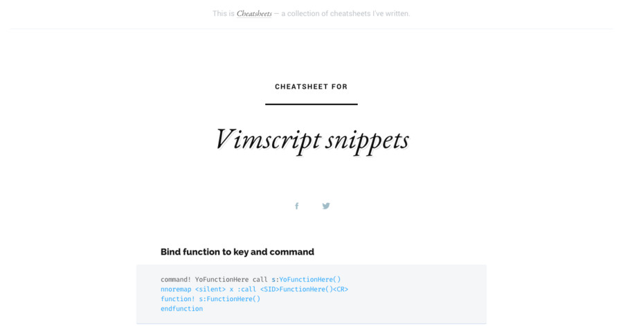 Vimscript snippets cheatsheet