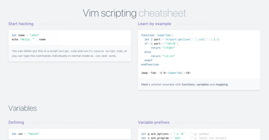 Vim scripting cheatsheet