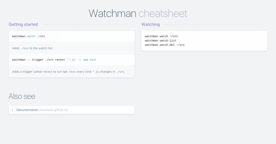 Watchman 速查表 - 前端速查表