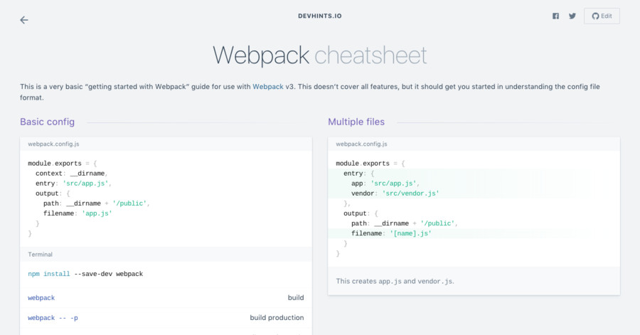 Webpack cheatsheet